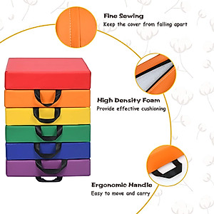 Costzon 6-Piece 15 inch Floor Cushions for Kids, 3" Thick Waterproof Daycare Soft Flexible Seating with Handle for Classroom, Home, Nursery, Portable Deluxe Foam Seating for Preschool, Kindergarten