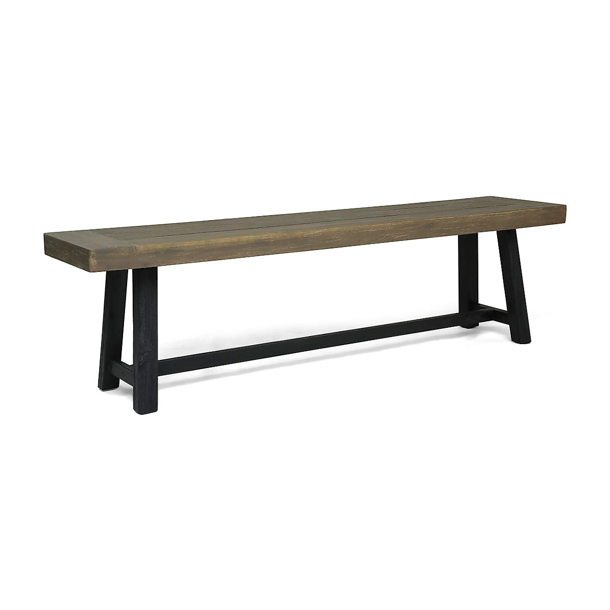 Christopher Knight Home Toby Outdoor Acacia Wood Bench, Sandblast Gray Finish and Black