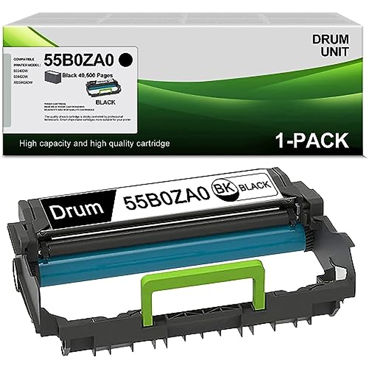 1-Pack B3340 55B0ZA0 Black Drum Unit Replacement for Lexmark B3340dw B3442dw MB3442adw Printer