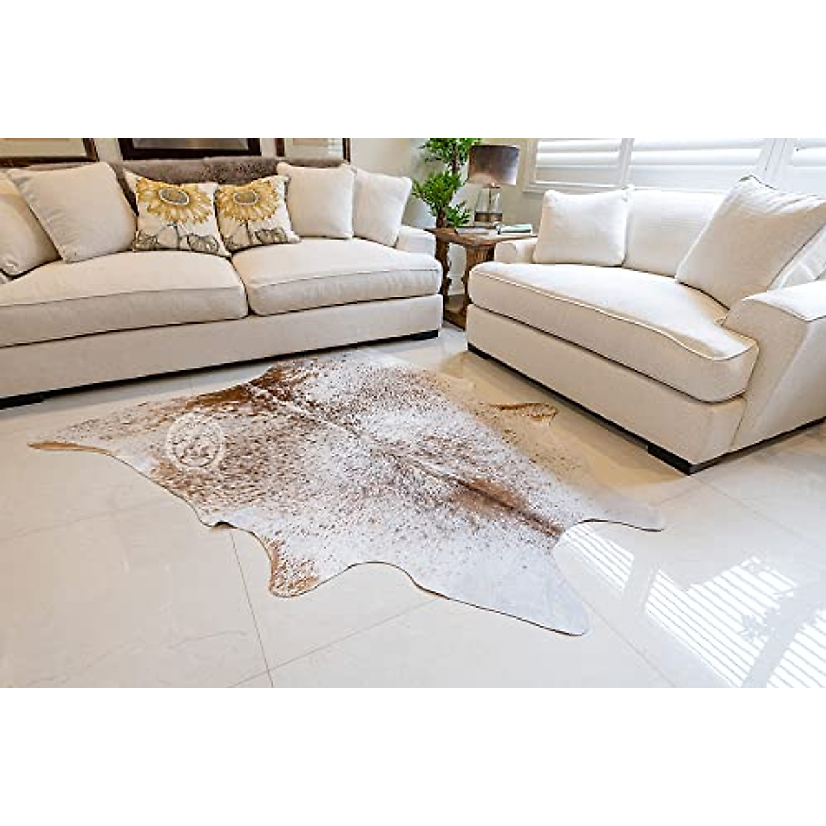 Genuine Salt and Pepper Brown and White Cowhide Rug 6 x 7 ft. 180 x 210 cm