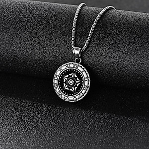 SILBAZ Wheel Tire Necklace Tire Pentagram Pendant Necklace Simple Arabic Digital Pendant Necklace Automotive Style Jewelry Gift for Car Enthusiasts