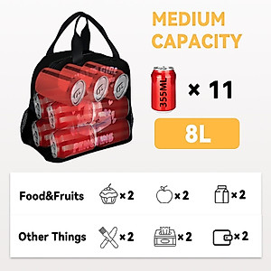 PAKKITOP Penguin Lunch Bag for Kids, Small Lunch Bags Insulated, Cute Reusable Lunchbox for Teen Girls Boys, Black Portable Lunchbags for School Travel Picnic, Freezable and Foldable