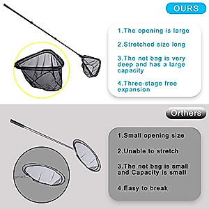 YSBER Pool Skimmer (Total 99" Leaf Skimmer with Telescopic)-Adjustable Heavy Duty Pool Leaf Rake Net-Swimming Pool Cleaner Supplies for Cleaning Swimming Pool Pond and Fine Mesh Deep Bag