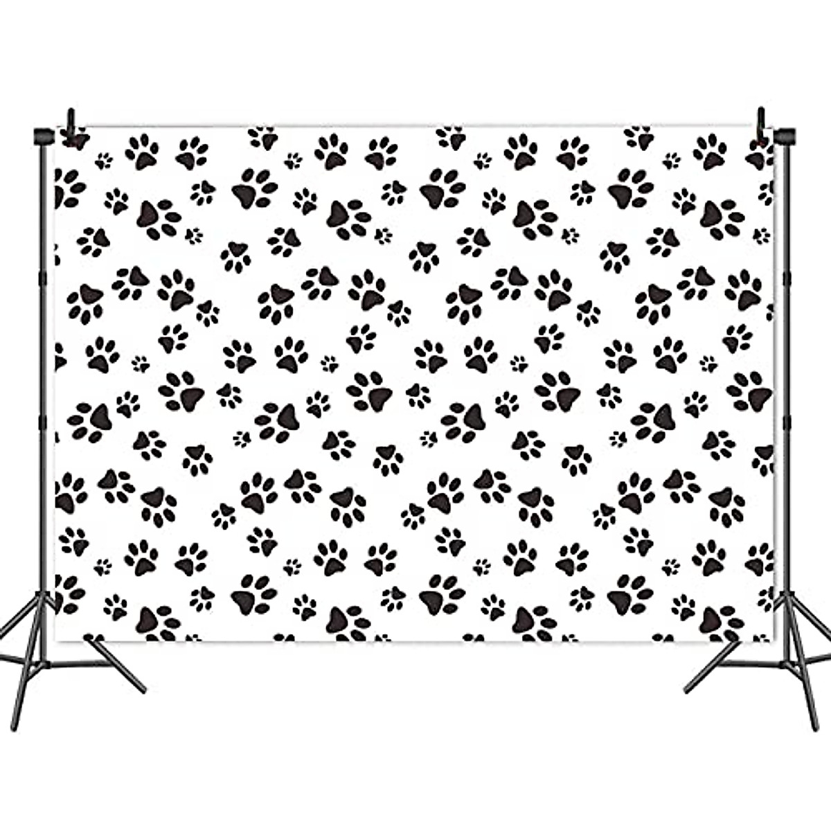 Paw Print Themed Photography Backdrop Vinyl 7X5FT Happy Birthday Party Supplies Puppy Dog Paw Print Photo Background Baby Shower Pet Treat Party Decoration Candy Table Photo Booth Studio Props