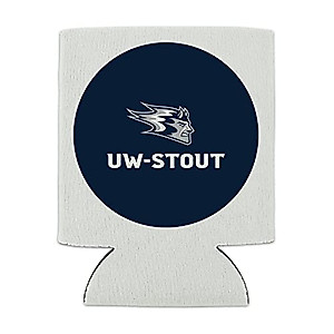 University of Wisconsin - Stout Primary Logo Can Cooler - Drink Sleeve Hugger Collapsible Insulator - Beverage Insulated Holder
