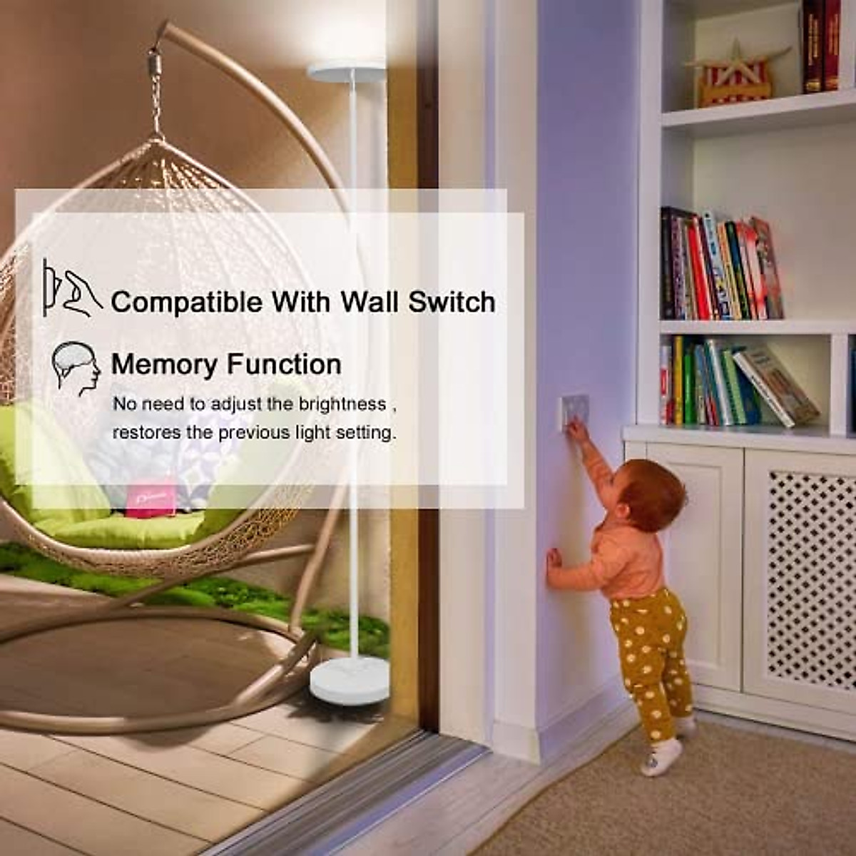 JOOFO Floor Lamp,30W/2400LM Sky LED Modern Torchiere 3 Color Temperatures Super Bright -Tall Standing Pole Light with Remote & Touch Control for Living Room,Bed Room,Office (Pearl White)