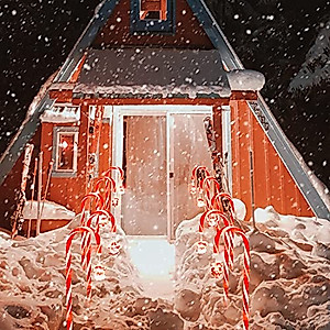 22'' Christmas Decorations Candy Cane Lights, 10pcs Waterproof Outdoor Christmas Lights with 8 Modes for Pathway Yard Lawn Patio Garden Indoor/Outdoor Decorations