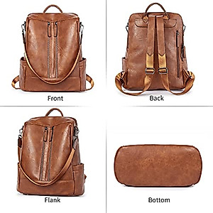 BROMEN Women Backpack Purse Leather Travel Backpack Fashion Shoulder Handbag Brown