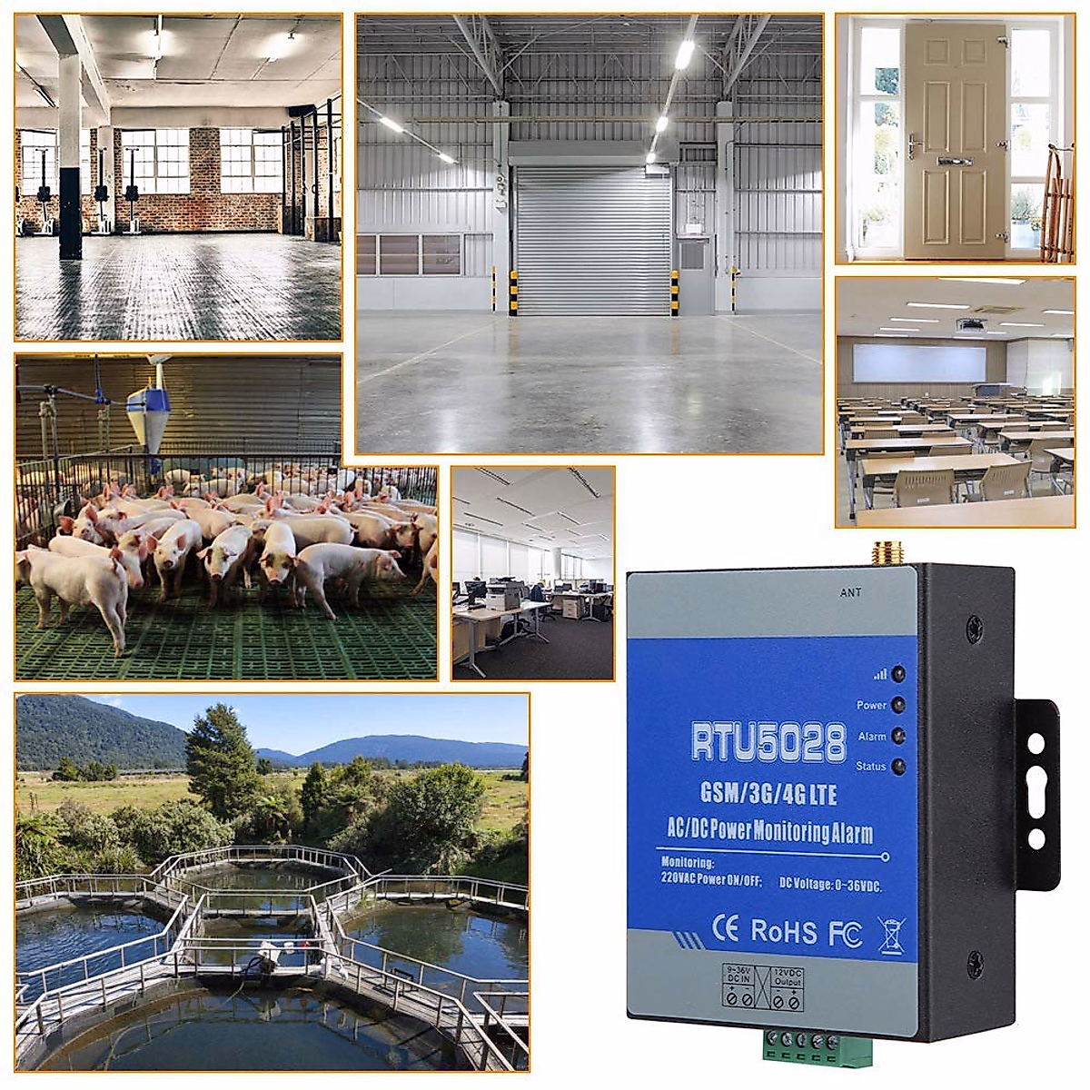 RTU5028 GSM Power Voltage Status Monitoring Alarm, Connection Remote Controling, Power Failure/Recover Alert 100-240V(US)