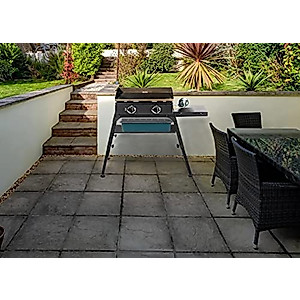 Foldable Blackstone Griddle Stand with Lower Shelf and Side Shelf, Compatible with Blackstone 17 Inch, 22 Inch Tabletop Griddle, Legs with Leveling Feet, Dual Adjustable Height