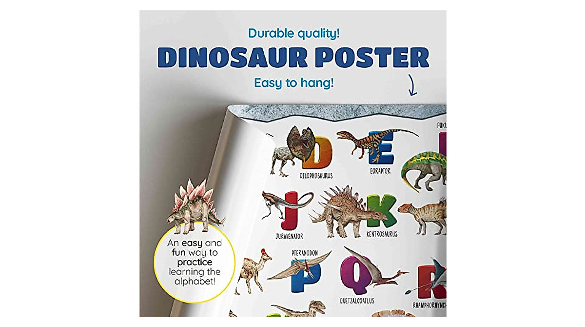 ABC Dinosaur Educational Poster for Kids Room & Classroom
