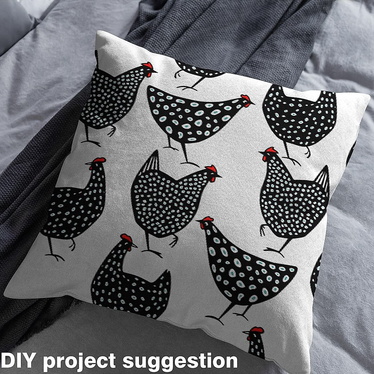 Cute Chicken Fabric by The Yard Cartoon Lovely Black Farm Animal Decorative Fabric for Kids Teens Rustic Farmhouse Style Fabric for DIY Upholstery and Home Accents 1 Yard