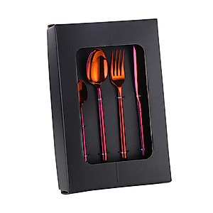 Buyer Star 20-Piece Silverware Set, Orange Flatware Cutlery Set, Stainless Steel 18/10 Utensil Forks Spoons Knives Set Service for 5 with Gift Box, Mirror Polished, Dishwasher Safe