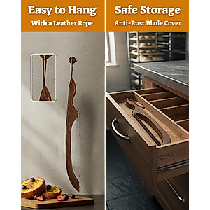 indirewash 16.5” Bread slicer for Homemade Bread, Serrated Bread Knife for homemade bread with Bow Design, Premium Bread Knife, Bread Slicer, Bread Cutter for Bagels, Baguettes, Dark Brown Color