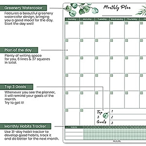 ALEZEL Magnetic Dry Erase Calendar for Fridge, Greenery Monthly Fridge Calendar Whiteboard Set - Vertical Monthly Calendar for Refrigerator, Grocery & to Do List White Board, 3 Markers + Eraser