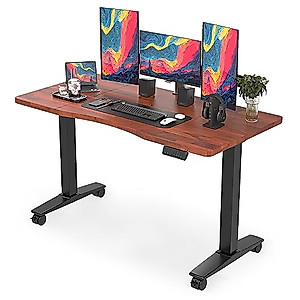 Monomi Height Adjustable Electric Standing Desk, 55 x 24 Inches Stand up Desk, Sit Stand Home Office Computer Desk(Black Frame+Cherry Top)