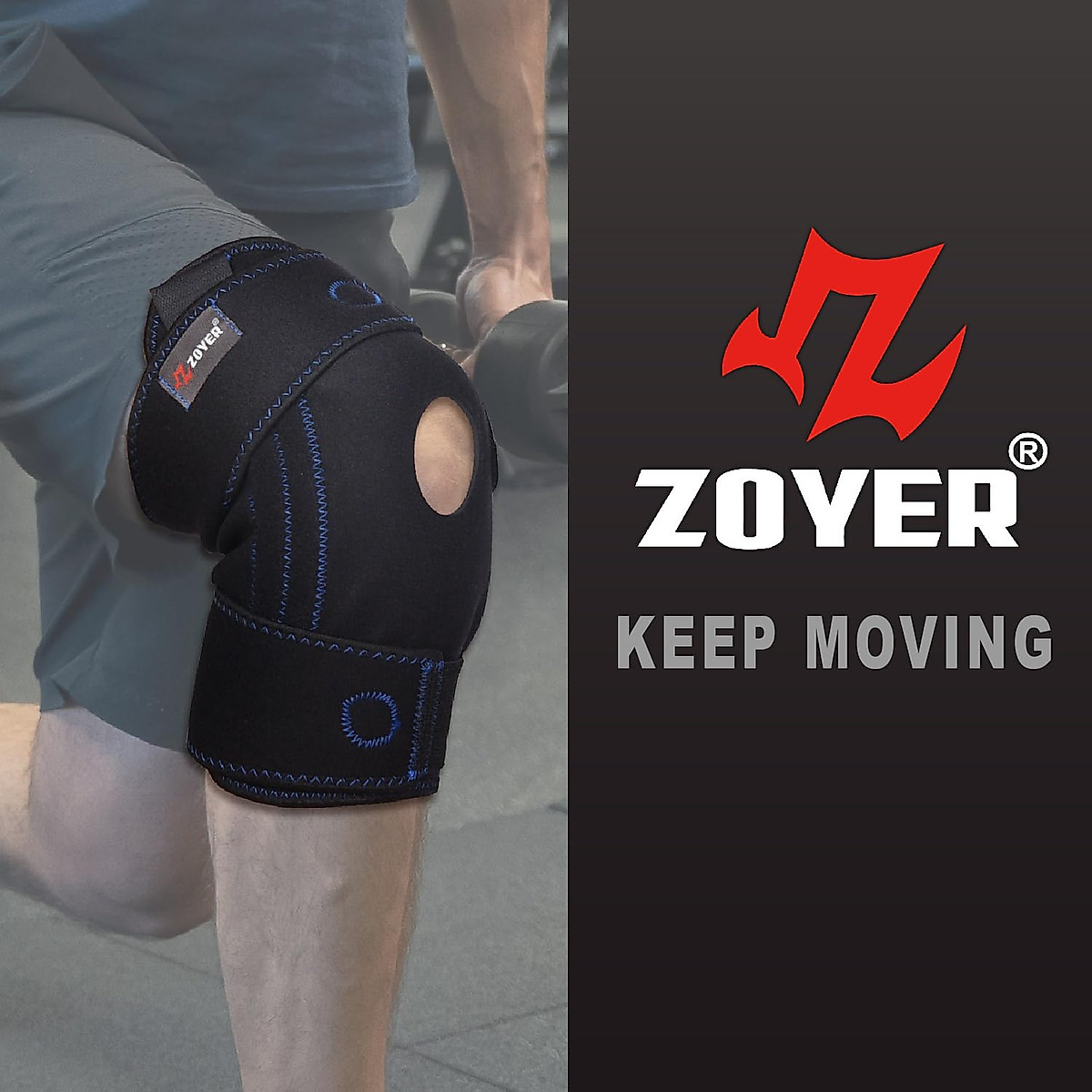 ZOYER Knee Brace for Women and Men, Adjustable Knee Support Brace with Removable Side Stabilizers and Patella Gel Pad, Strong Stability for Joint Pain Relief, Arthritis, Meniscus Tear, ACL, MCL, PCL