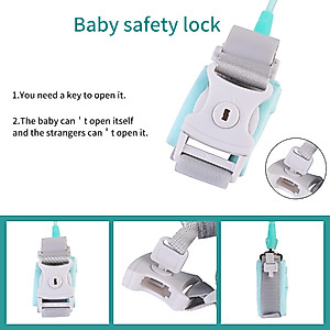 Reflective Anti Lost Wrist Link, Toddler Safety Leash with Key Lock, Safety Wrist Leash for Toddlers, Babies & Kids 8.2 Feet (Blue-2)