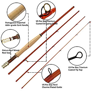 Riverruns S-Glass Fiberglass Fly Fishing Rods 4pc 6’6” LW3, 7’7” LW4, 8’1” LW5 Ultra Light Classic Medium Fast Action Fly Rods (Transparent Orange, 6'6''LW3)