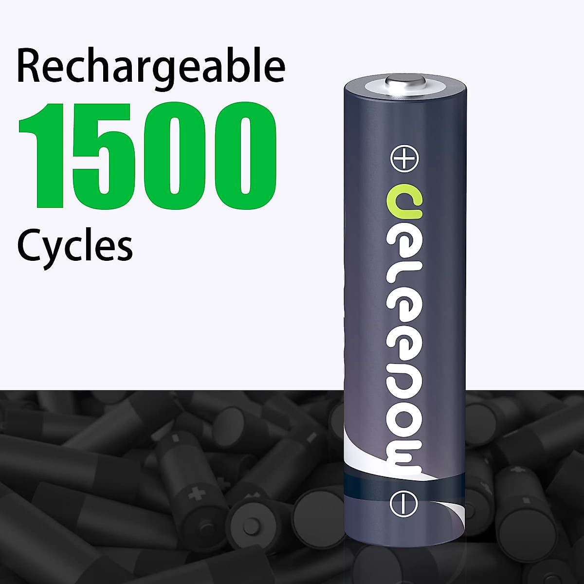 Deleepow Rechargeable AA Lithium Batteries 1.5V 3400mWh AA Rechargeable Batteries 1500 Cycle with LCD Charger