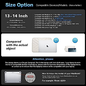 SUOVA Laptop Sleeve, Compatible with MacBook Air Series and MacBook Pro 13/14 Series,Soft Laptop Cover Specially Designed for 13-14 inch Notebook, Rice White…