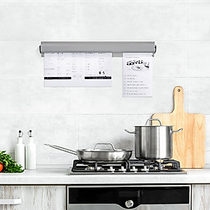 Henoyso 2 Pieces Restaurant Ticket Holder Receipt Holder Aluminum Order Rack Ticket Rack Silver Kitchen Slide Check Rack for Office Cafes Pubs (16 Inch)