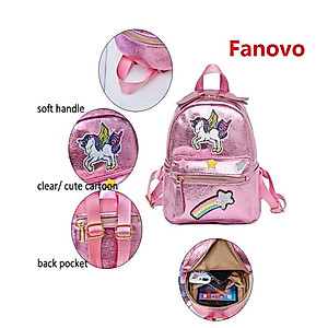 Pink Rainbow Unicorn Backpack, Cute Toddler Backpack Waterproof Mini Travel Bag for Girls Kids