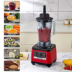 BioloMix Heavy Duty Professional Blender, Peak 2200W Commercial Grade Bar Blender With 70Oz Container For Shakes, Smoothies, Ice Crushing, Frozen Fruits, Soups, Dry Grinding (Red) with extra Jar