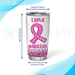 Hyturtle Personalized Breast Cancer Awareness Gifts For Women - Custom Name Stainless Steel Tumbler Coffee 20 oz With Lid - Breast Cancer Survivor Gifts For Friend, Mom On Awareness Month, Christmas