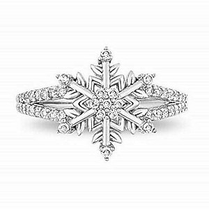 1.00 Ct Simulated Diamond Snowflake Ring Unique Engagement Wedding Ring 925 Sterling Silver