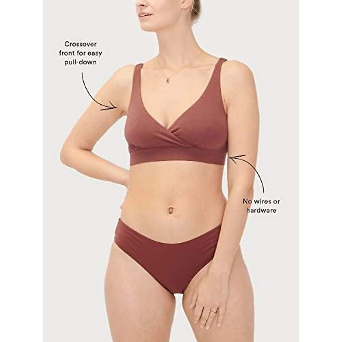 HATCH The Dream Feed and Sleep Bra - Wireless, No Hardware Nursing Bras - Maternity Bra with Crossover Front - Breathable Premium Pima Cotton Nursing Bra - Anise - Medium