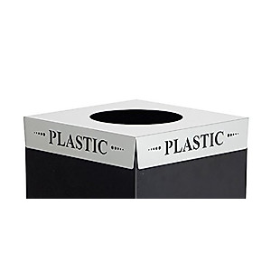 Safco Products 2990PC Square-Fecta Recycling Receptacle Lid, Plastic (for use with Public Square Base Sold Separately), Silver