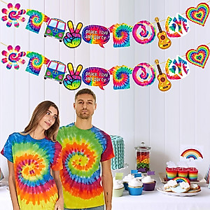 2pcs Tie Dye Birthday Banner Tie Dye Birthday Party Supplies Tie Dye Party Garland Decorations for Tie Dye Party Art Retro 60s 70s Theme Hippie Carnival Baby Shower Birthday Party Supplies
