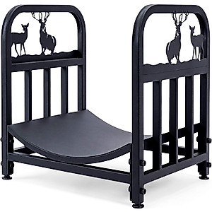 INNO STAGE Wrought Iron Log Rack, Firewood Storage Holder, Heavy Duty Fireside Log Bin for Fireplace Stove Accessories
