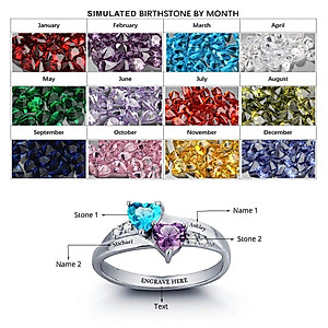 GLAMCARAT Sterling Silver Personalized Birthstone ring customized engraving fine jewelry for women mothers ring (sterling-silver, 10)