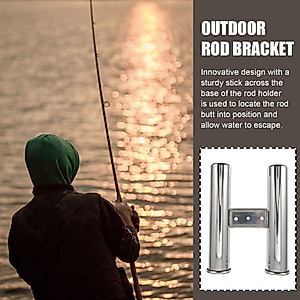 1 Set Double-Tube Fishing Pole Holder Stainless Steel Fishing Rod Stand Fishing Boat Accessory Fishing Rod Stand Fishing Pole Rack Stainless Steel Pole Holder Fishing Boat Accessory Fishing