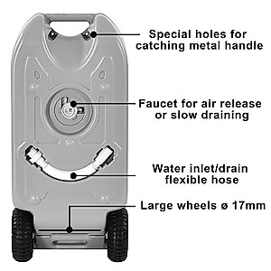 YITAHOME 10.6 Gallon Large Capacity Portable Water Holding Tank with Catching Metal Handle Odorless Tote for Camper with Large Wheels, Filling Port, Hose, Faucet, 2 Handles for Easy Carry & Fast Empty