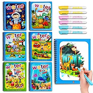 Water Coloring Books for Toddlers, Water Painting Book for Toddlers, Paint with Water Books for 3-5, Water Doodle Book Toys, Travel Toys for Toddlers, Toddler Travel Toys (6 Pack)