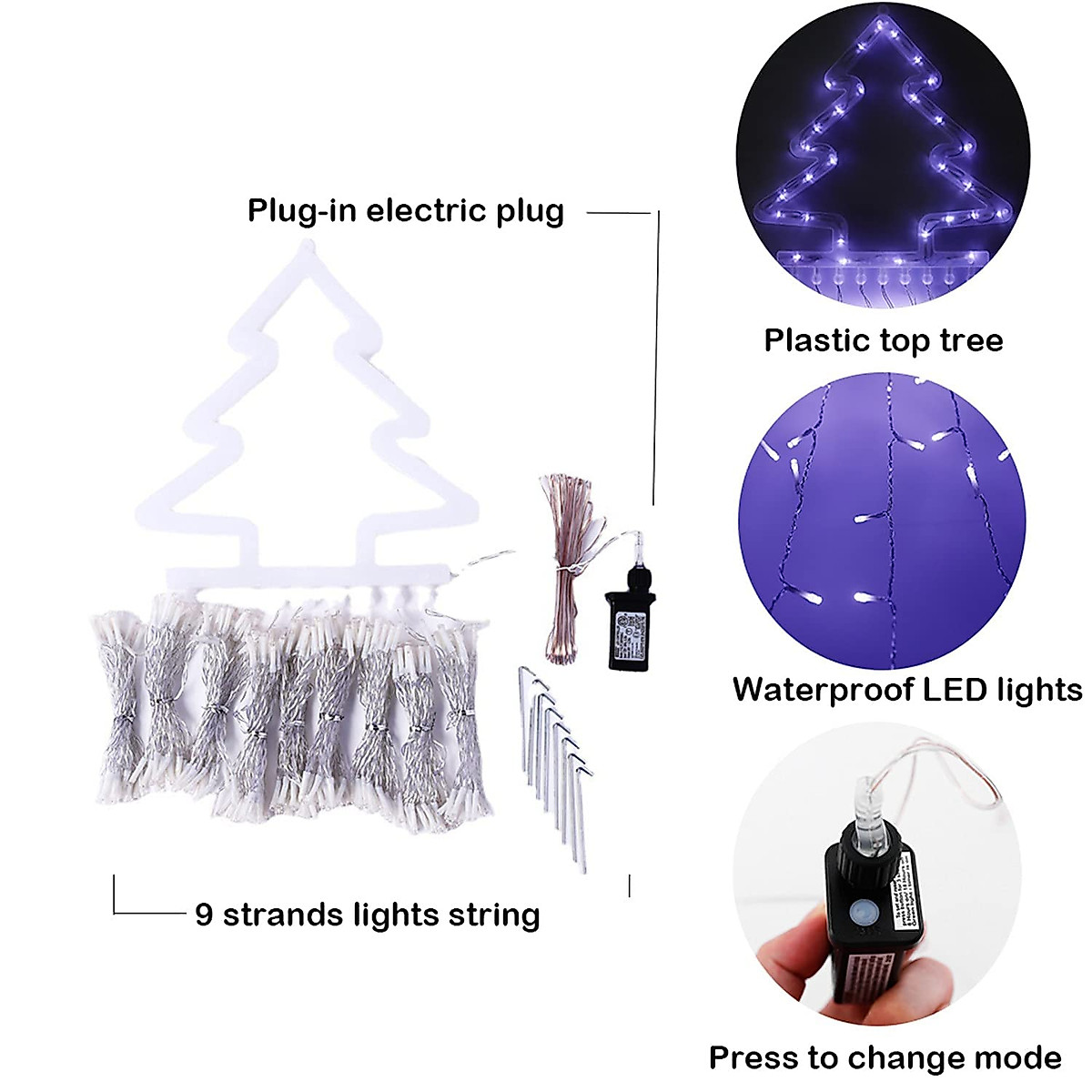 GIHOO Christmas Outdoor Lights Decorations 317 LED 10FT X9 Outdoor Tree String Lights Christmas New Year Garland Outdoor for Bar Home Garden Christmas Tree Lights (White/Warm White by Random)