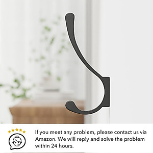 saffruff Wall Hooks for Hanging Coats: 5.6-Inch Heavy Duty Coat Hooks (Holds Up to 30 lbs), Textured Matte Finish, 4-Pack, Black
