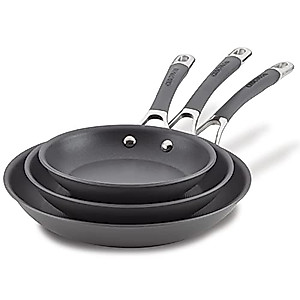 Circulon Radiance Hard Anodized Nonstick Frying / Fry Pan Set / Skillet Set - 8.5 Inch, 10 Inch, and 12.25 Inch , Gray