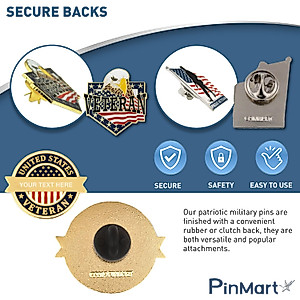 PinMart Proudly Served Veteran Pin – Patriotic American Lapel or Hat Pin – Proud to be Retired Army, Navy, Air Force or Marine Corps – Gold Plated Enamel with Secure Clutch Back