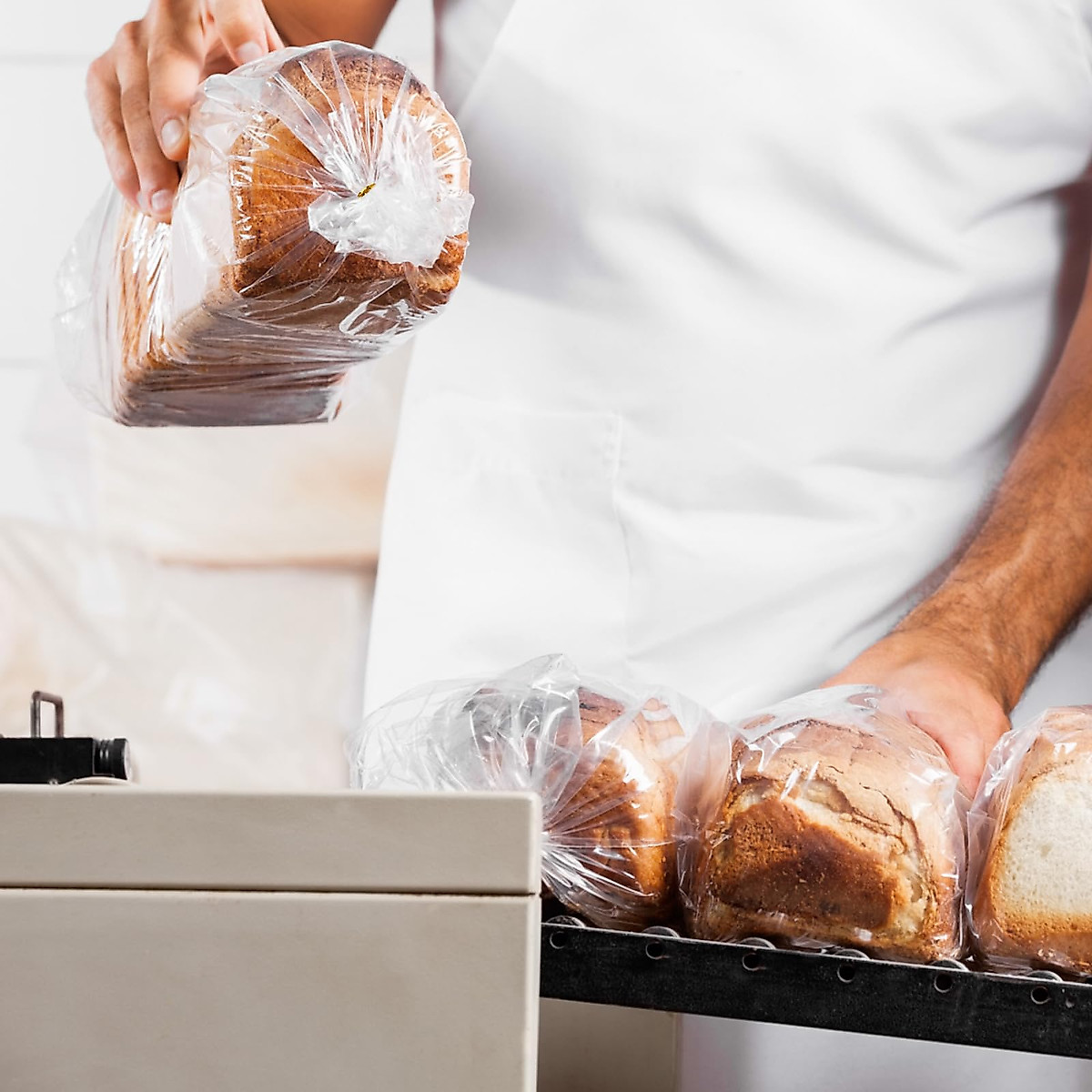 vivinin 70 Pack Bread Bags & 100 Pack Ties, 8" x 4" x 18" Clear Bread Bags for Homemade Bread, Reusable Plastic Bread Bags, Bread Loaf Bags, Bread Storage Bags for Bakers, Bakery Owners