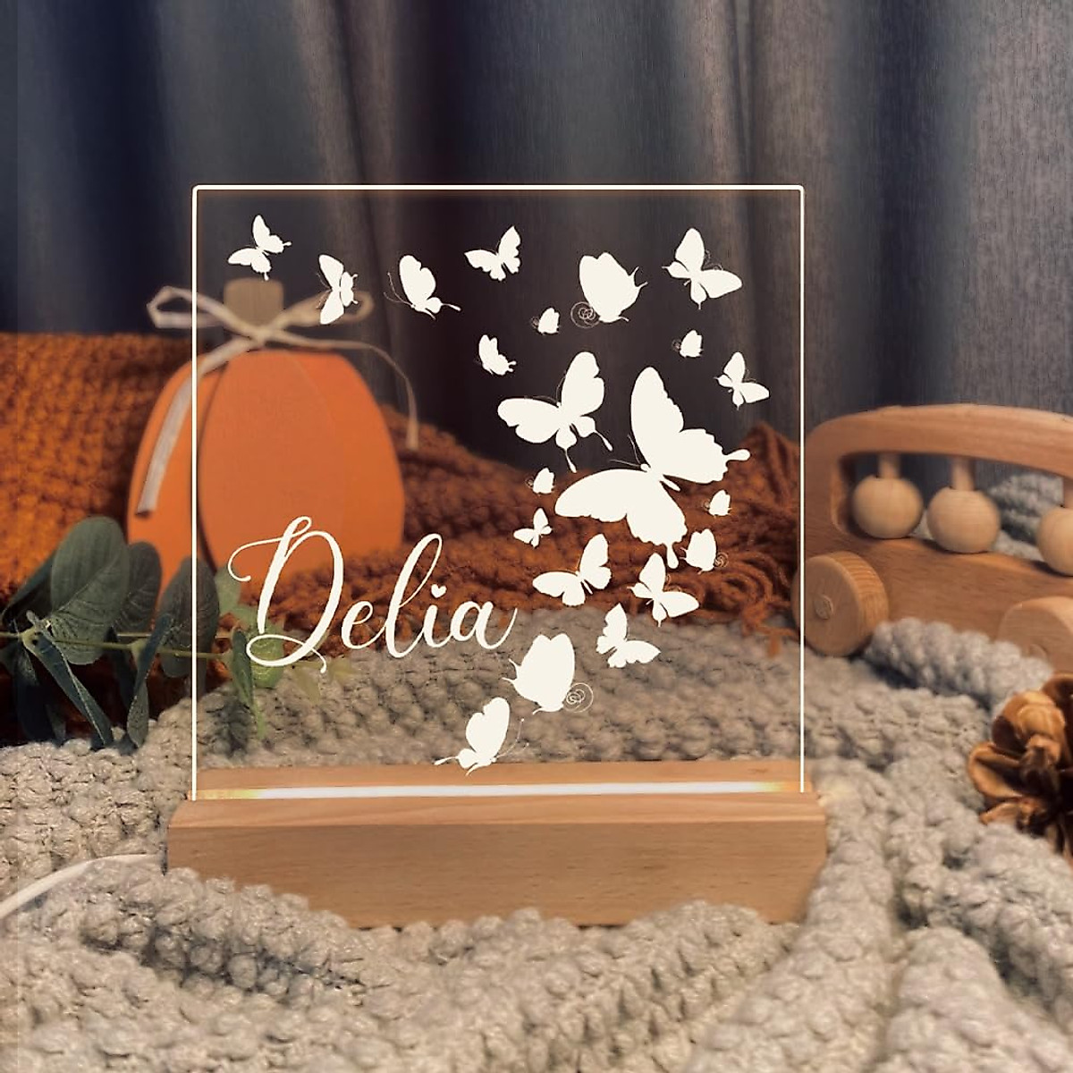Wucidici Personalized Name Night Light with Butterfly, Custom Name Led Lamp for Baby Kids, Brighter Made Customized Night Light Gift for Girl Boys