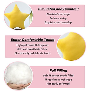 zhidiloveyou 17.7" Star Pillow Yellow Stuffed Star Shaped Plush Hug Pillow Decor Toys for Kids