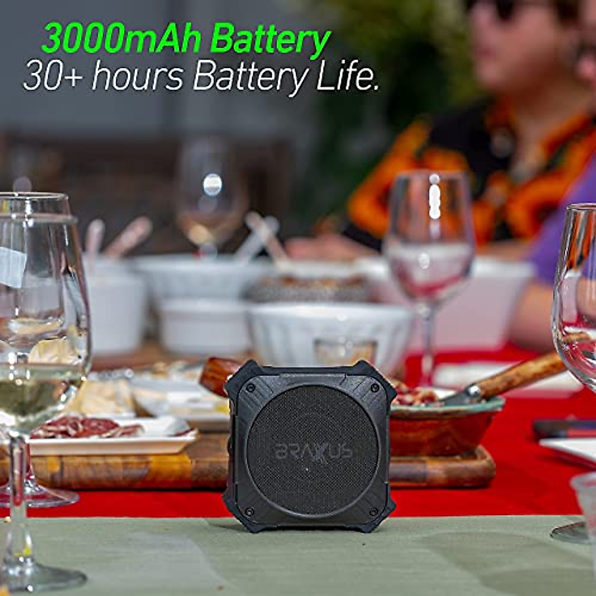 Braxus Solar Bluetooth Speaker, Golf Cart Bluetooth Portable Speaker, TWS, 5w, 30+ Hours Playtime/Outdoor Portable Speaker Solar Charger IPX6 Waterproof Bluetooth Speaker