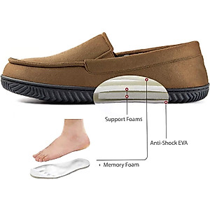 RockDove Men's Alexander Flannel Lined Loafer Slipper, Size 10 US Men, Coffee