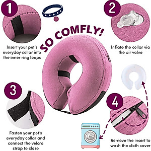 Protective Inflatable Collar for Dogs, Soft Inflatable Dog Neck Donut Collar Alternative After Surgery, Blow Up Dog Collar E Collar Substitute (Medium, Pink)