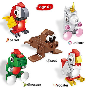 HomeMall Building Blocks Animals 10 in 1 STEM Building Bricks, Animals Toys Learning Set, Party Favors for Kids, Prizes for Kids Classroom, Goodie Bag Fillers (10 PCS Animal)