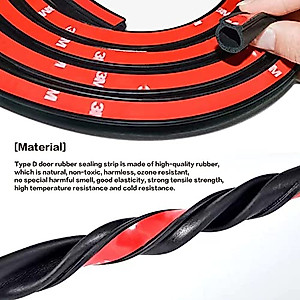 Universal Rubber Car Auto Door Seal Weather Stripping,D-Shape Hollow Door Weatherstrip,Self Adhesive Automotive Window Door Soundproofing Door Seal for Car Truck Motor Door Cover Trunk(9.84 FT)